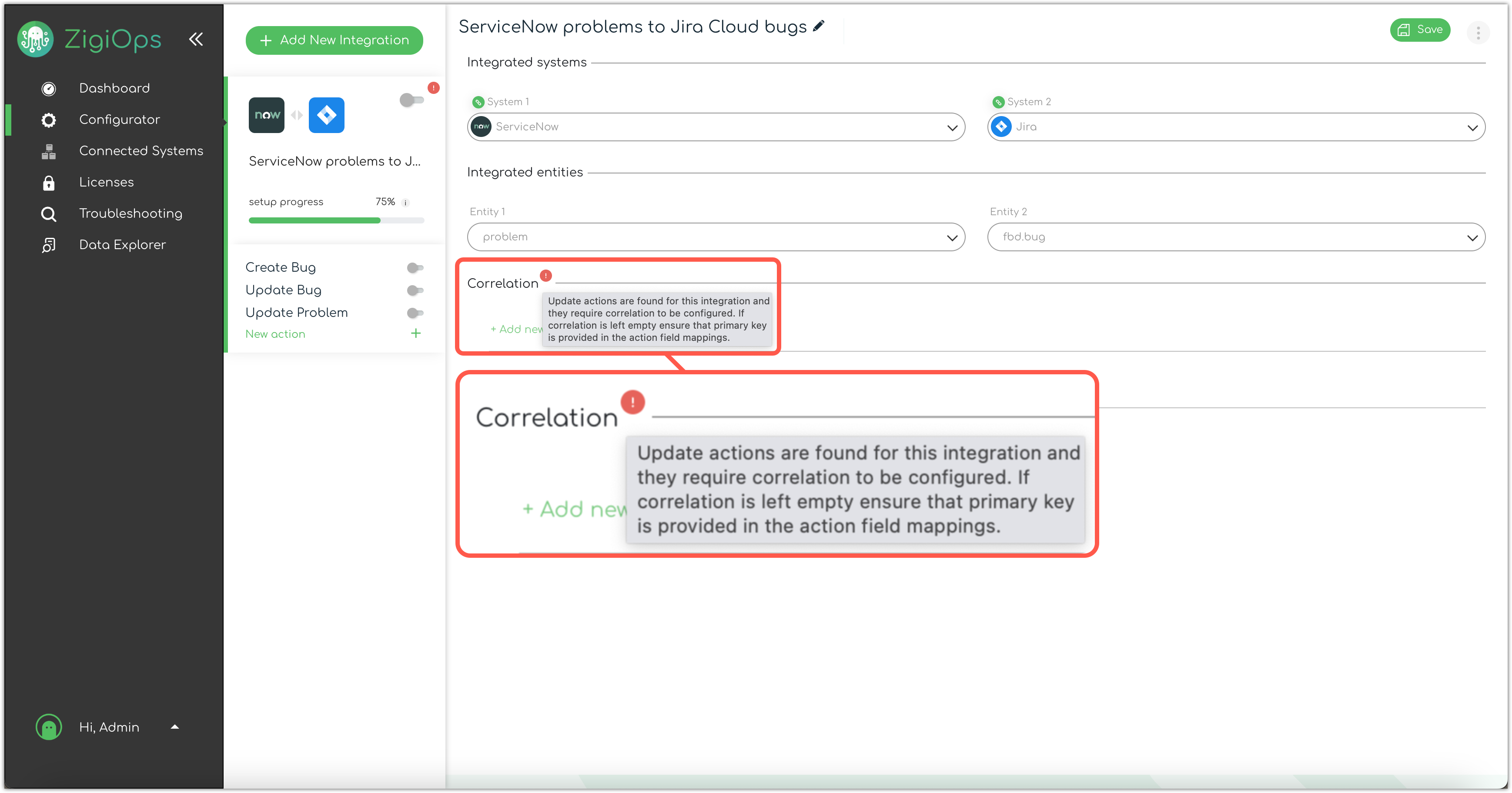 Integration Configuration and Field Validations